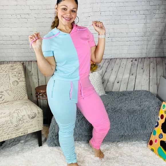 Pants & Jumpsuits | Colorblock Ruched Jogger Set S2x | Poshmark
